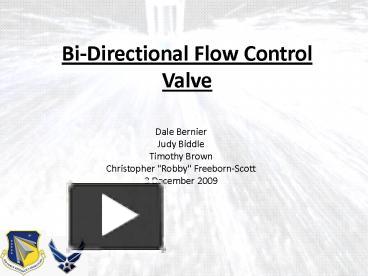 Bi-Directional Flow Control Valve presentation | free to view