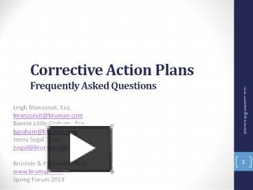 PPT – Corrective Action Plans Frequently Asked Questions PowerPoint ...