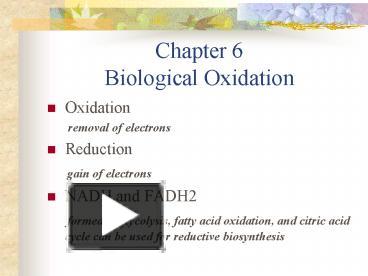 Chapter 6 Biological Oxidation presentation | free to view