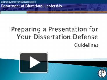 Preparing a Presentation for Your Dissertation Defense presentation ...