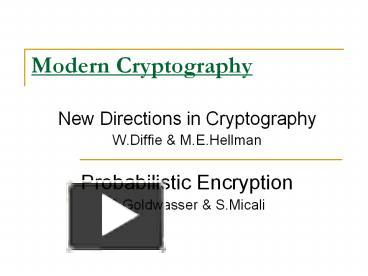 PPT – Modern Cryptography PowerPoint presentation | free to download ...
