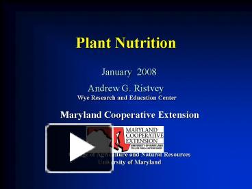 Plant Nutrition presentation | free to view