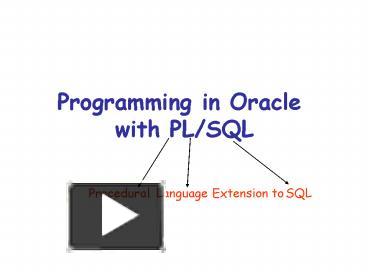Programming in Oracle with PL/SQL presentation | free to download