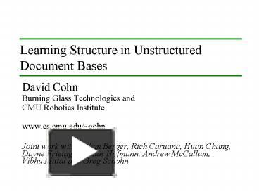 PPT – Learning Structure in Unstructured Document Bases PowerPoint ...