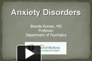 Anxiety Disorders presentation | free to view
