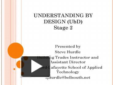 PPT – Understanding By Design (UbD) Stage 2 PowerPoint presentation ...