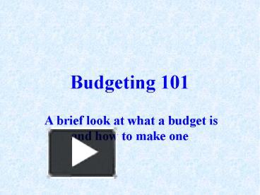 Budgeting 101 presentation | free to download