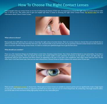 How To Choose The Right Contact Lenses presentation | free to download