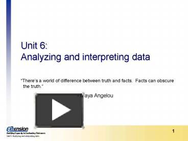 Unit 6: Analyzing and interpreting data presentation | free to download