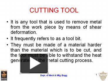 CUTTING TOOL presentation | free to download