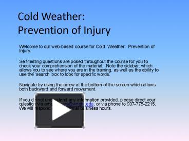 Cold Weather: Prevention of Injury presentation | free to download