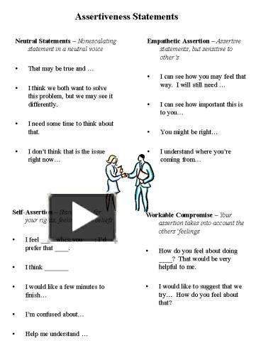 Assertiveness Statements presentation | free to download