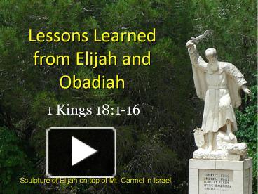 Lessons Learned from Elijah and Obadiah presentation | free to download