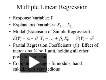 PPT – Multiple Linear Regression PowerPoint presentation | free to ...