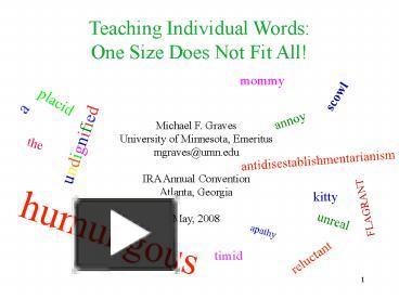 Teaching Individual Words: presentation | free to view