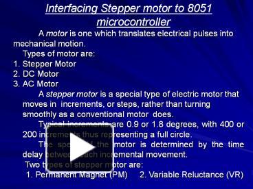 Interfacing Stepper motor to 8051 microcontroller presentation | free ...