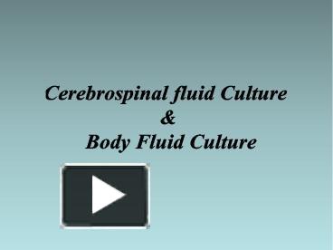 PPT – Cerebrospinal fluid Culture PowerPoint presentation | free to ...
