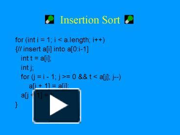 Insertion Sort presentation | free to view