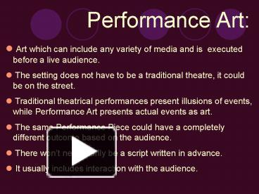 Performance Art: presentation | free to view