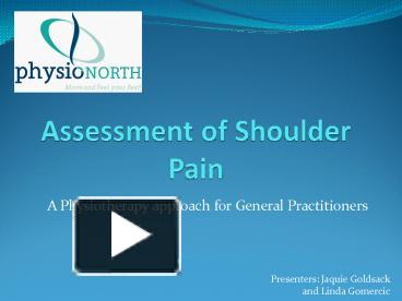 Assessment of Shoulder Pain presentation | free to view
