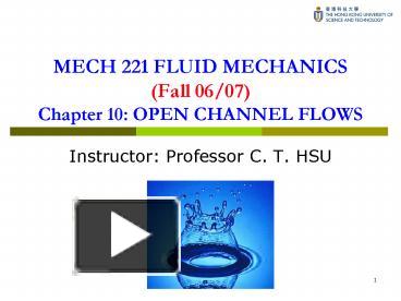 PPT – MECH 221 FLUID MECHANICS (Fall 06/07) Chapter 10: OPEN CHANNEL ...