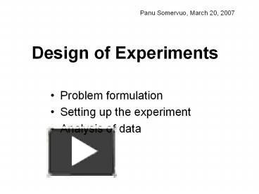 PPT – Design of Experiments PowerPoint presentation | free to download ...
