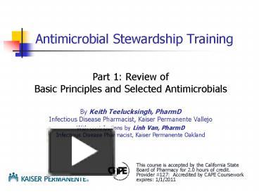 Antimicrobial Stewardship Training presentation | free to view