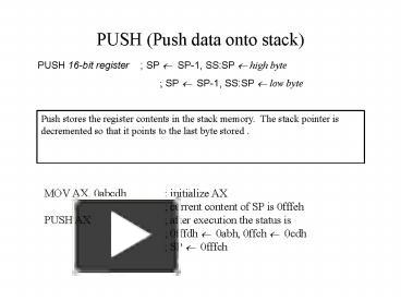 PPT – PUSH Push data onto stack PowerPoint presentation | free to view ...
