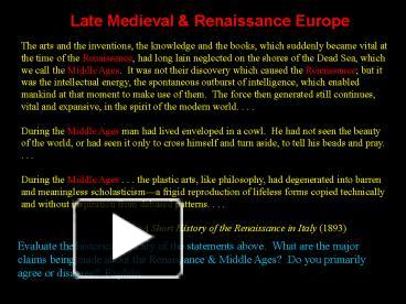 PPT – Late Medieval PowerPoint presentation | free to download - id ...