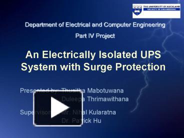 PPT – An Electrically Isolated UPS System with Surge Protection ...