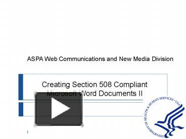 Creating Section 508 Compliant Microsoft Word Documents II presentation ...