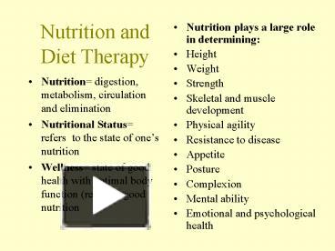 Nutrition and Diet Therapy presentation | free to view