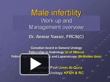 Male infertility Work up and Management overview presentation | free to ...