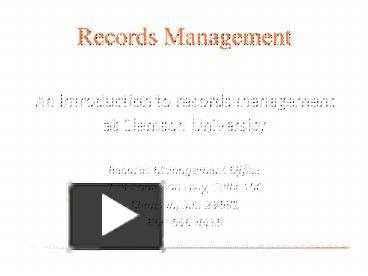 Records Management presentation | free to download