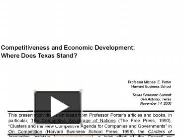 Professor Michael E. Porter presentation | free to view