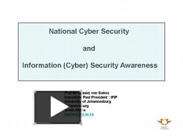 PPT – National Cyber Security PowerPoint presentation | free to ...