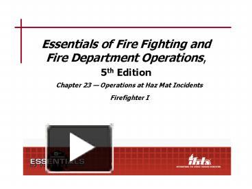 Essentials of Fire Fighting and Fire Department Operations ...