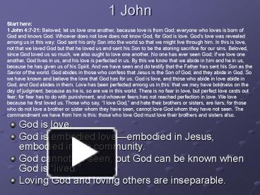 PPT – 1 John PowerPoint presentation | free to download - id: 44029c-NzhhO