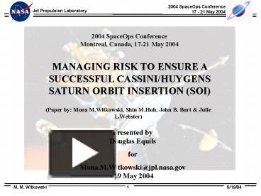 2004 SpaceOps Conference presentation | free to view