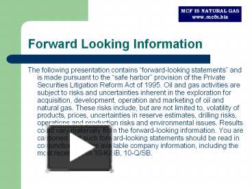 PPT – Forward Looking Information PowerPoint presentation | free to ...