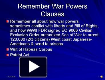 Remember War Powers Clauses presentation | free to view
