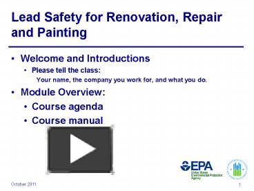 Lead Safety for Renovation, Repair and Painting presentation | free to ...