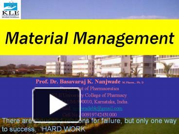 Material Management presentation | free to view