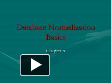 Database Normalization Basics presentation | free to view