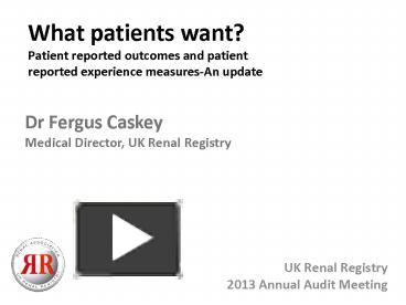 PPT – What patients want? Patient reported outcomes and patient ...