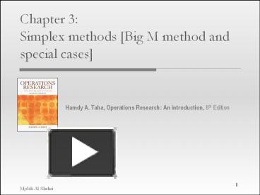 Chapter 3: Simplex methods [Big M method and special cases ...
