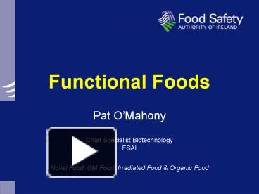 Functional Foods presentation | free to view