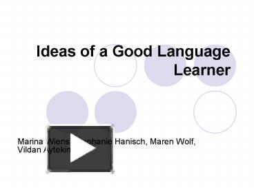 Ideas of a Good Language Learner presentation | free to view