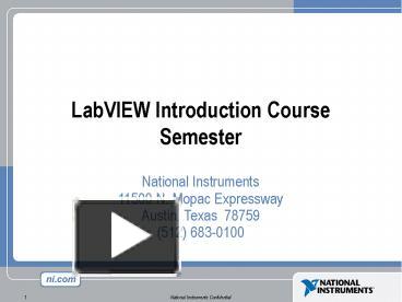 LabVIEW Introduction Course Semester presentation | free to download