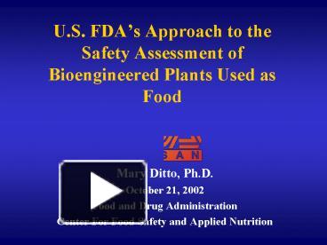 U.S. FDA presentation | free to view